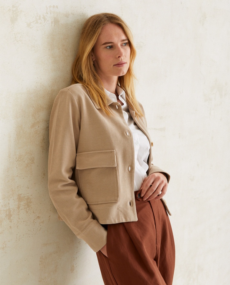 Short cotton jacket Beige