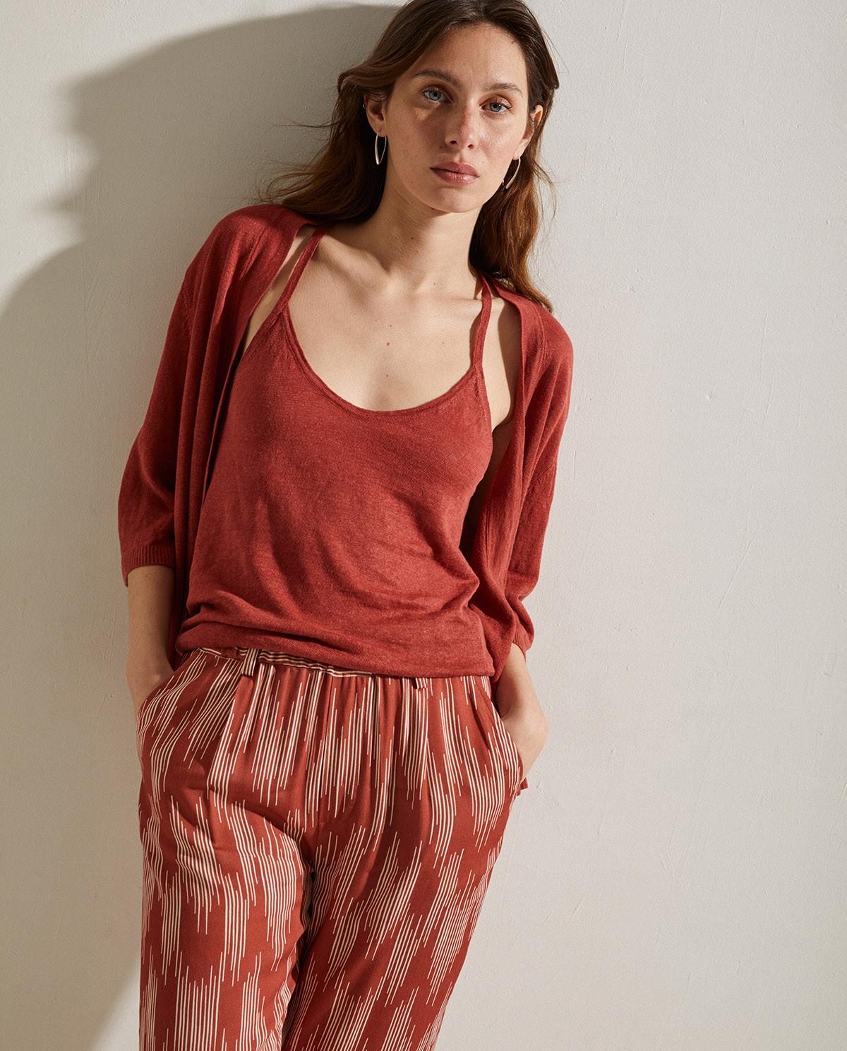 Linen kimono cardigan GRANATE