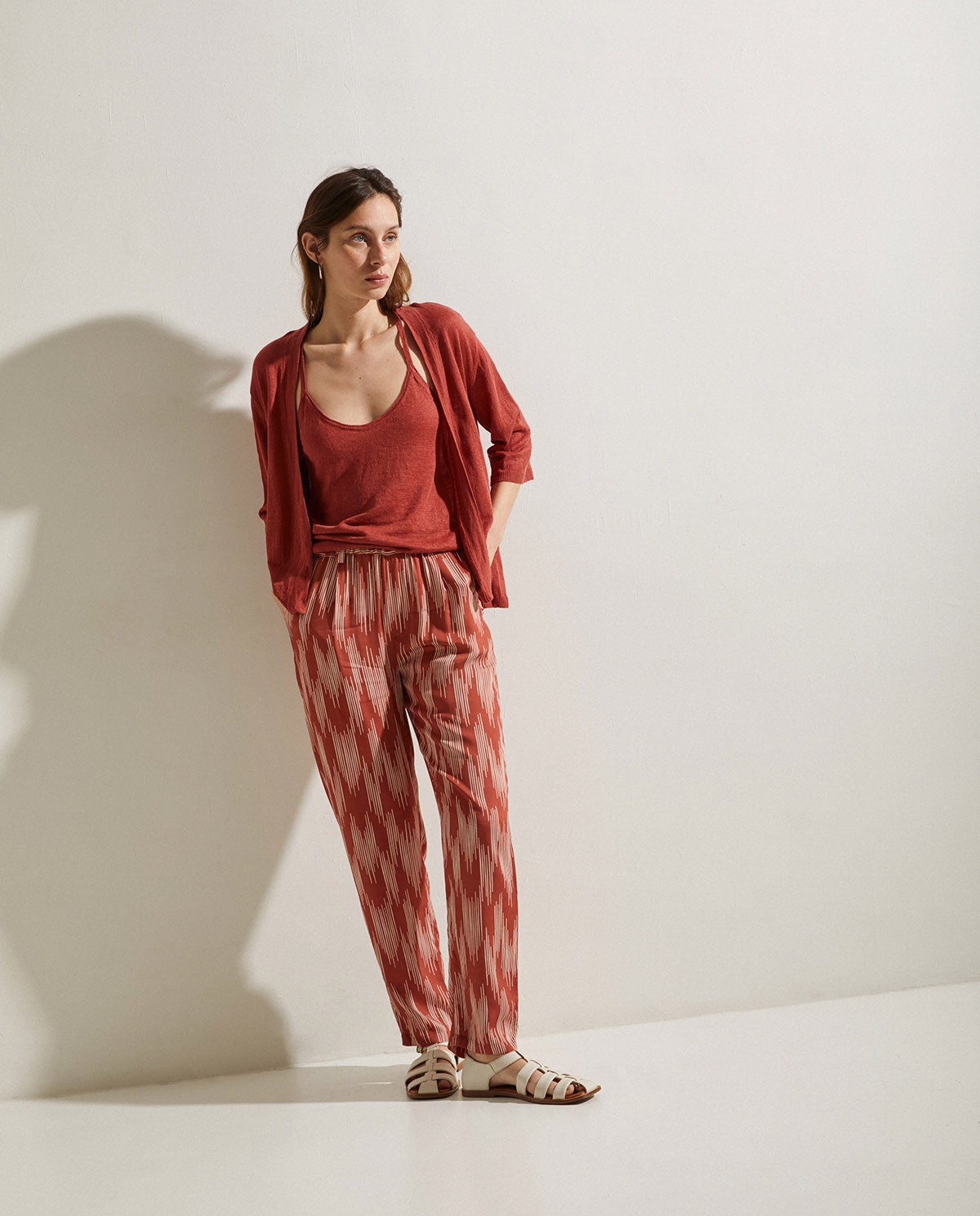 Linen kimono cardigan GRANATE