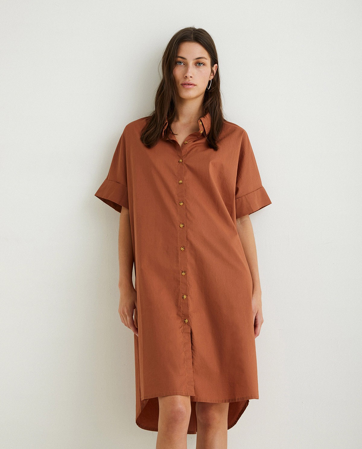 Cotton shirt dress Chocolate