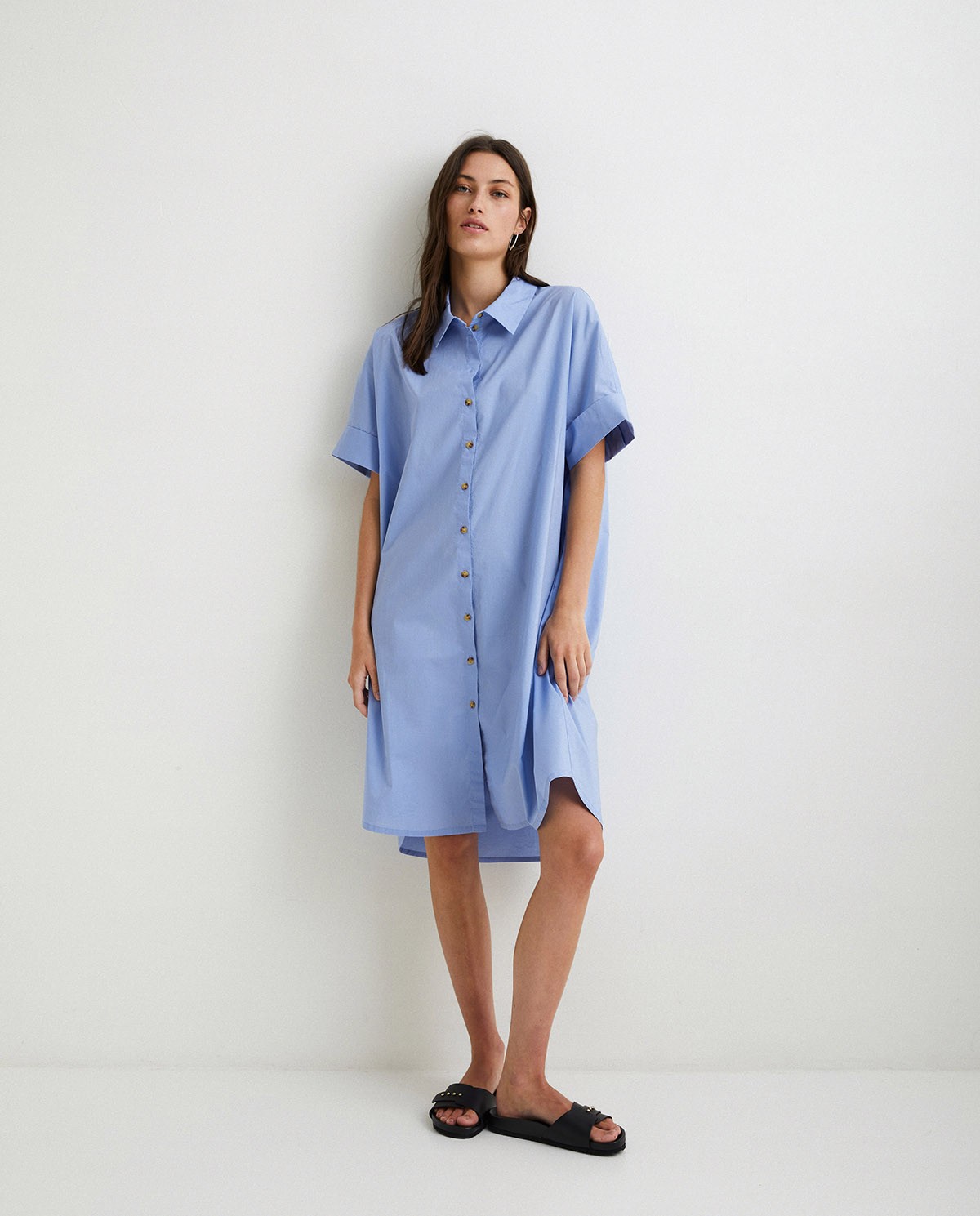 Cotton shirt dress Blue