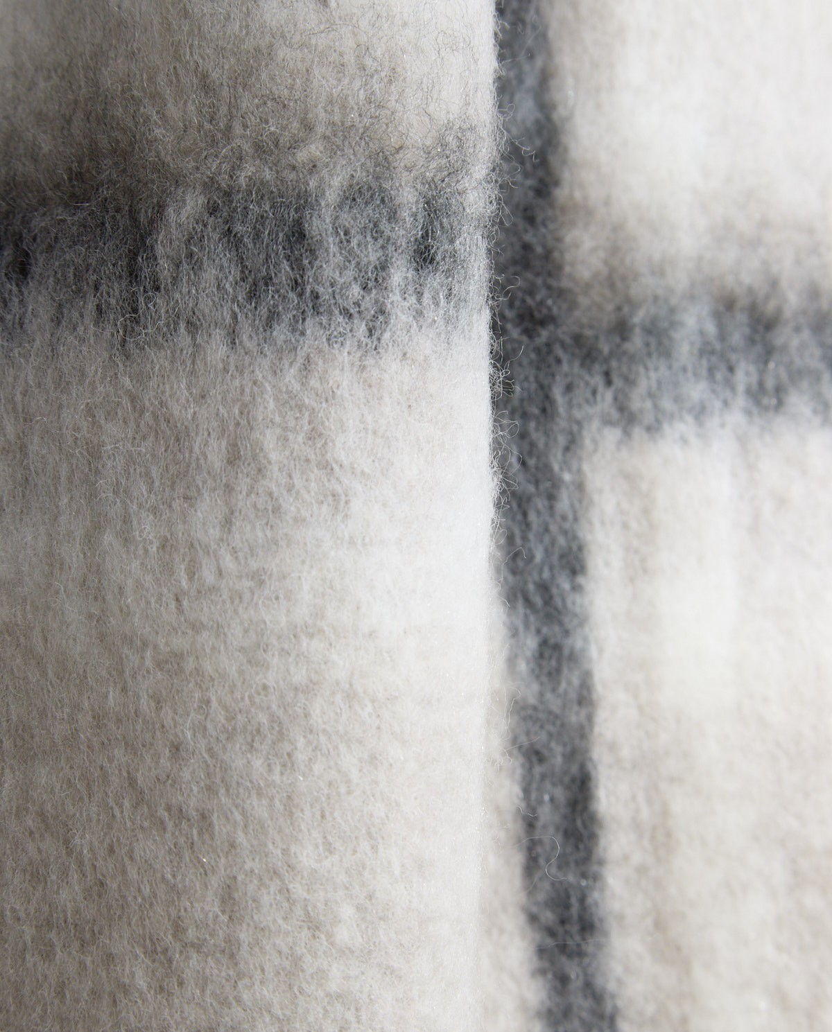 Plaid wool scarf light grey