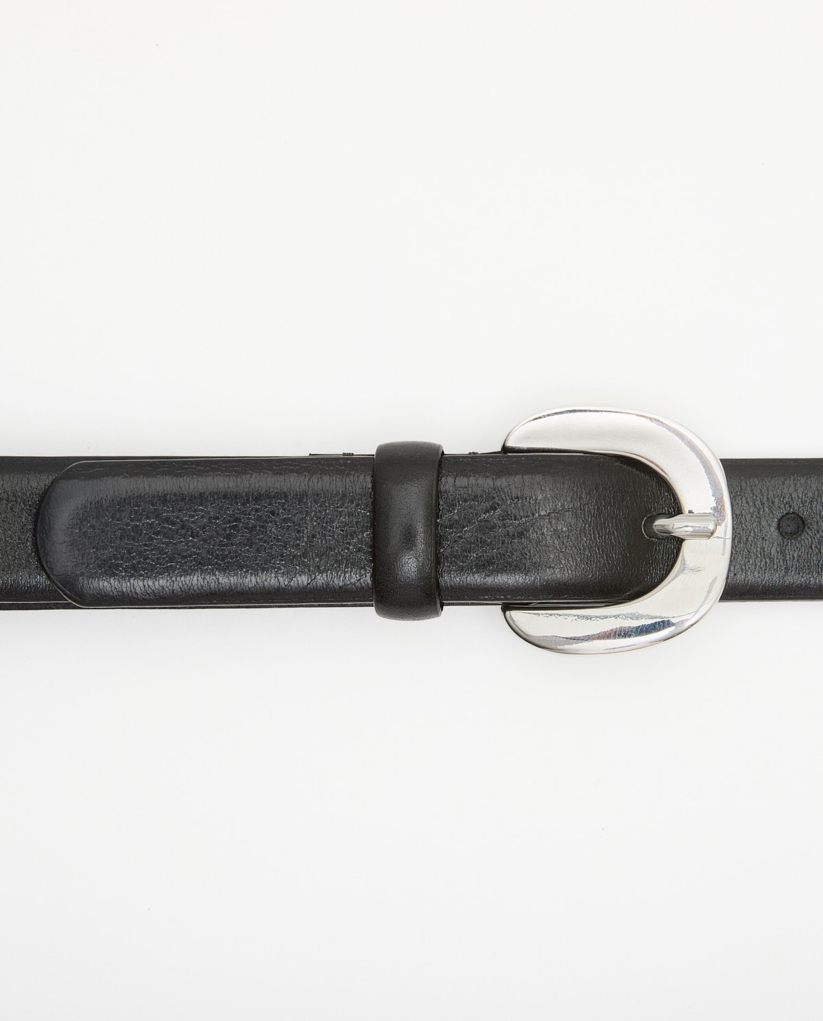 Cinturó pell sivella platejada negre