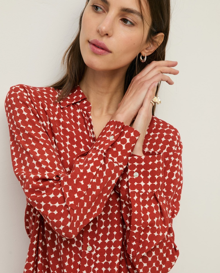 Vestido camisero estampado Rojo oscuro | Yerse